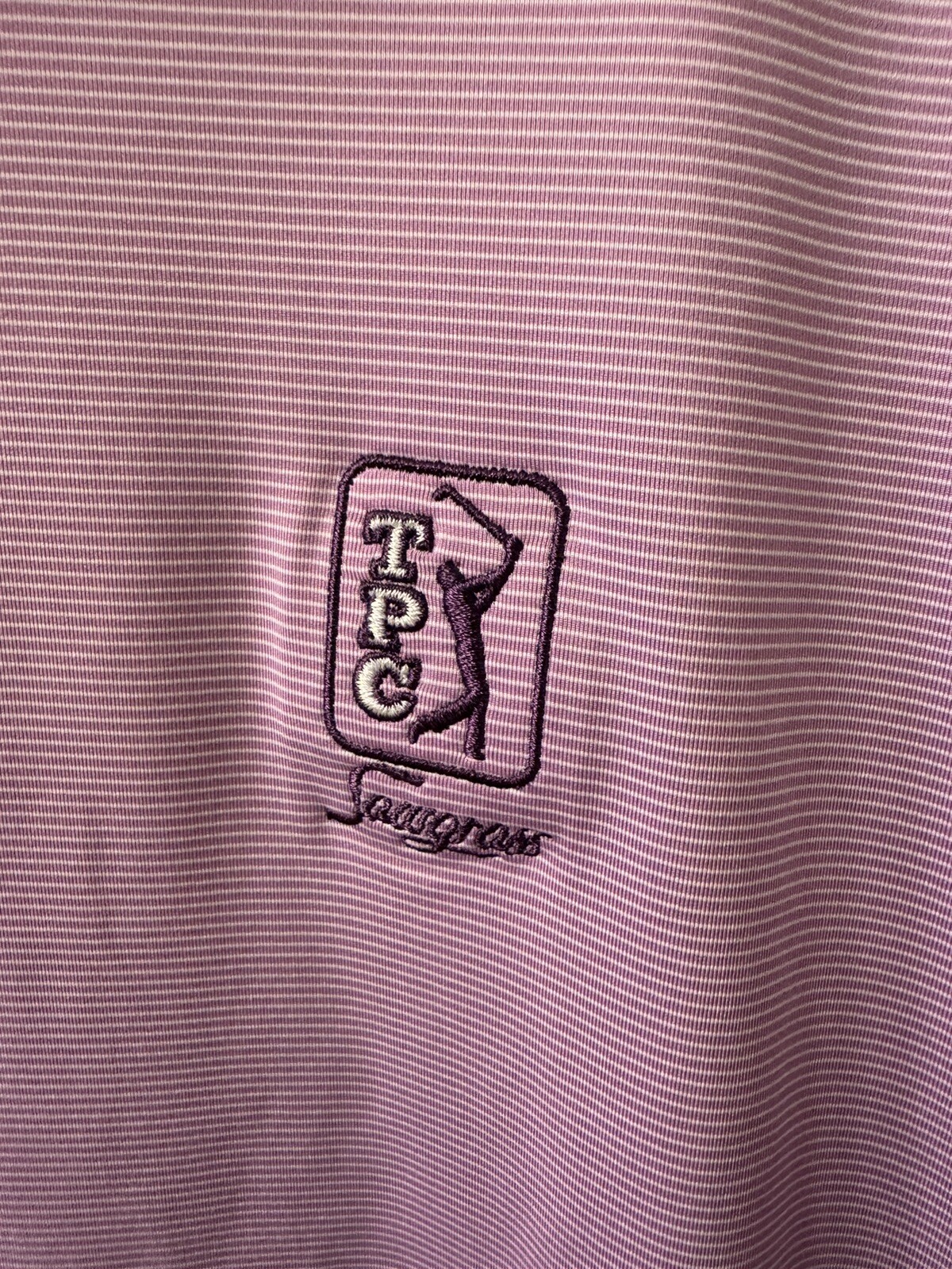 Footjoy TPC Sawgrass Golf Polo Large Purple Striped - Gem