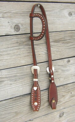 One Ear Trophy NRCHA Spot Silver Double Buckles Headstall 30087 | eBay