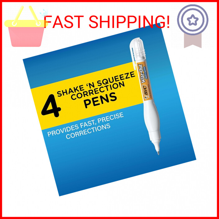 BIC Wite-Out Brand Shake 'n Squeeze Correction Pen, 8 ML Correction ...