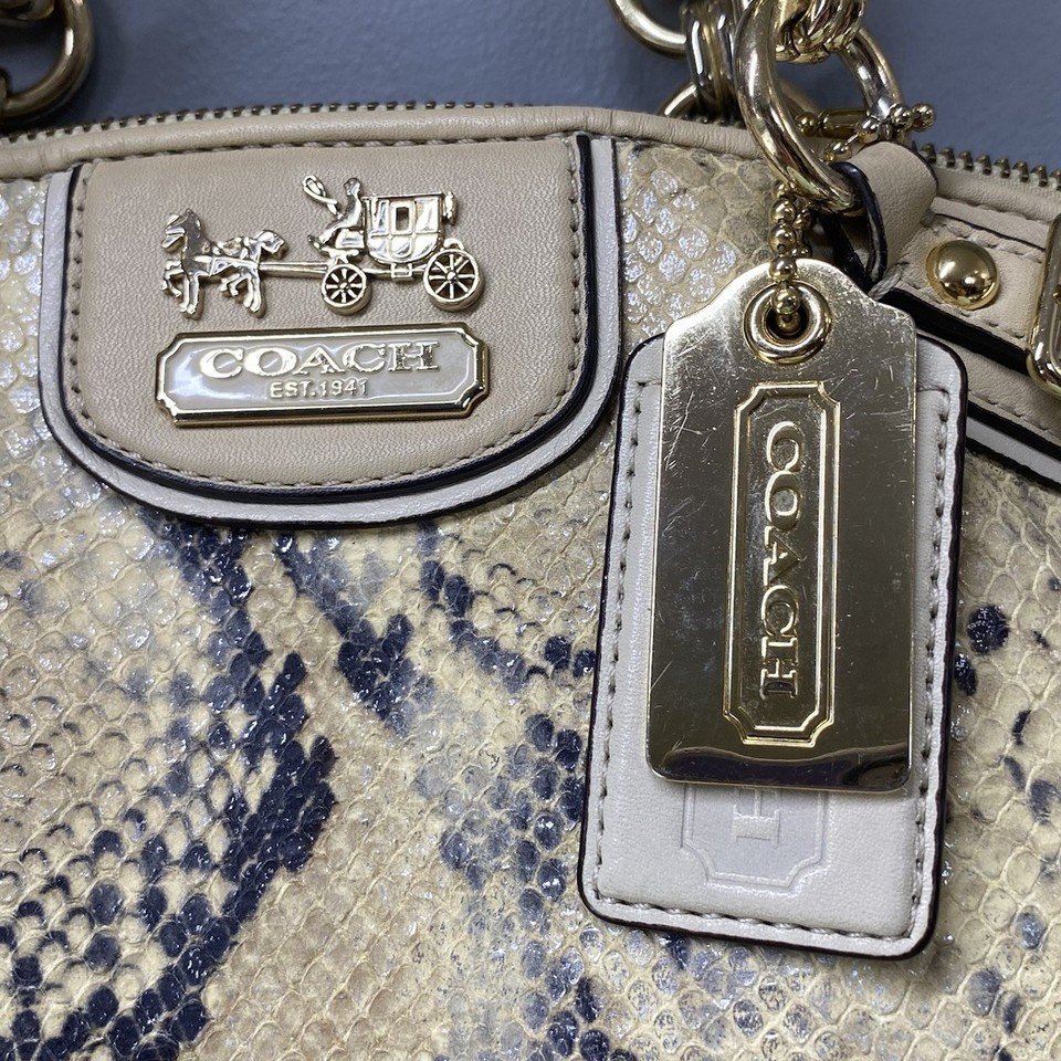 Coach Madison Lindsey Python Embssd Leather Satchel Shldr Bag Purse ...