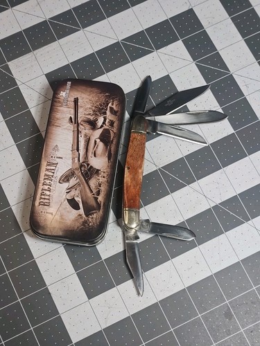 Rough Rider Knife Rifleman Series Long Rifle Brown 6 Blade W Case GUC ...