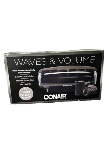 CONAIR Waves & Volume 12 Jumbo Hot Rollers 1 1/2" All Hair Roller Clips ...