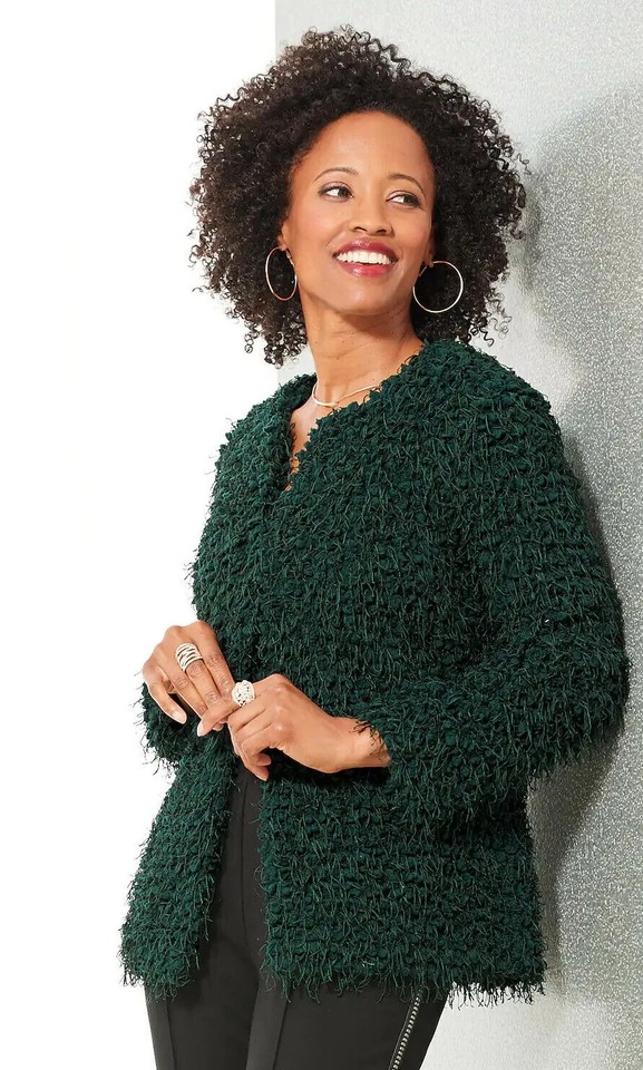 Size 2X PLUS Ashro Emerald Green Cozy Warm Holiday Caimile Jacket Coat ...
