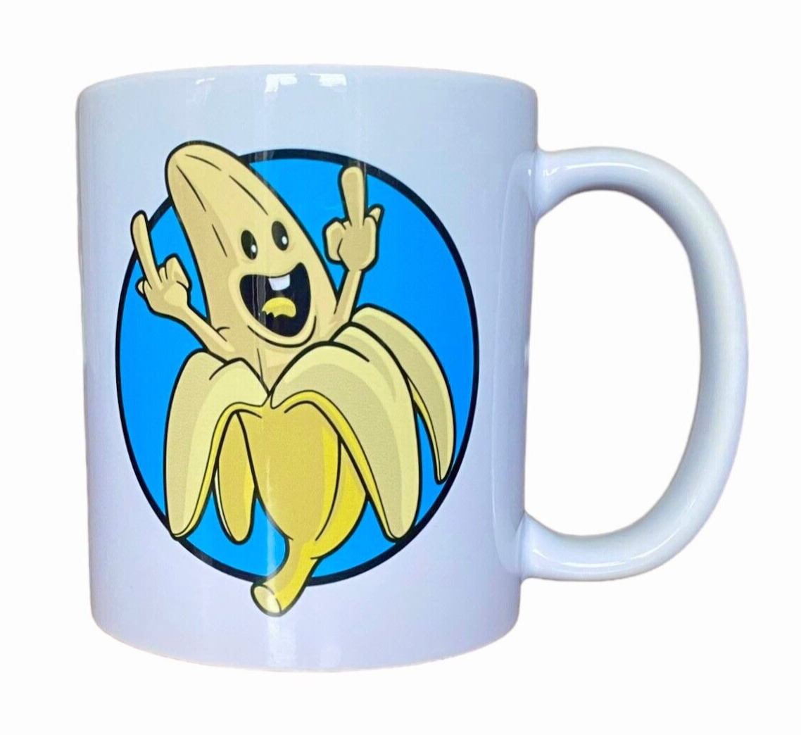 Rude Banana Giving the middle finger funny novelty Cartoon Coffee Mug ...