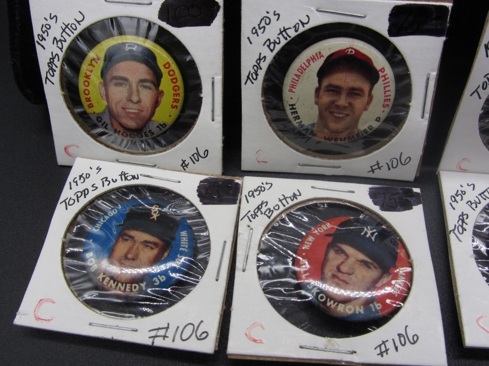 1956 Topps Baseball Pins Buttons Coins Pinback (10 Lot) Gil Hodges ...