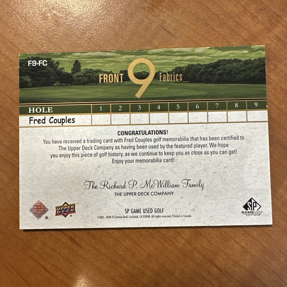 2024 SP Game Used Golf Fred Couples Front 9 Fabrics #F9-FC Relic ...