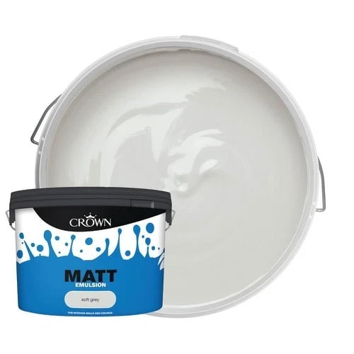 Crown Soft Grey Matt Emulsion Paint Interior Wall & Ceiling Quick Dry ...
