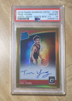 Trae Young Rookie Card 1/1 /10 Gold Auto On Card RC PSA 10 Pop 1 One Of ...