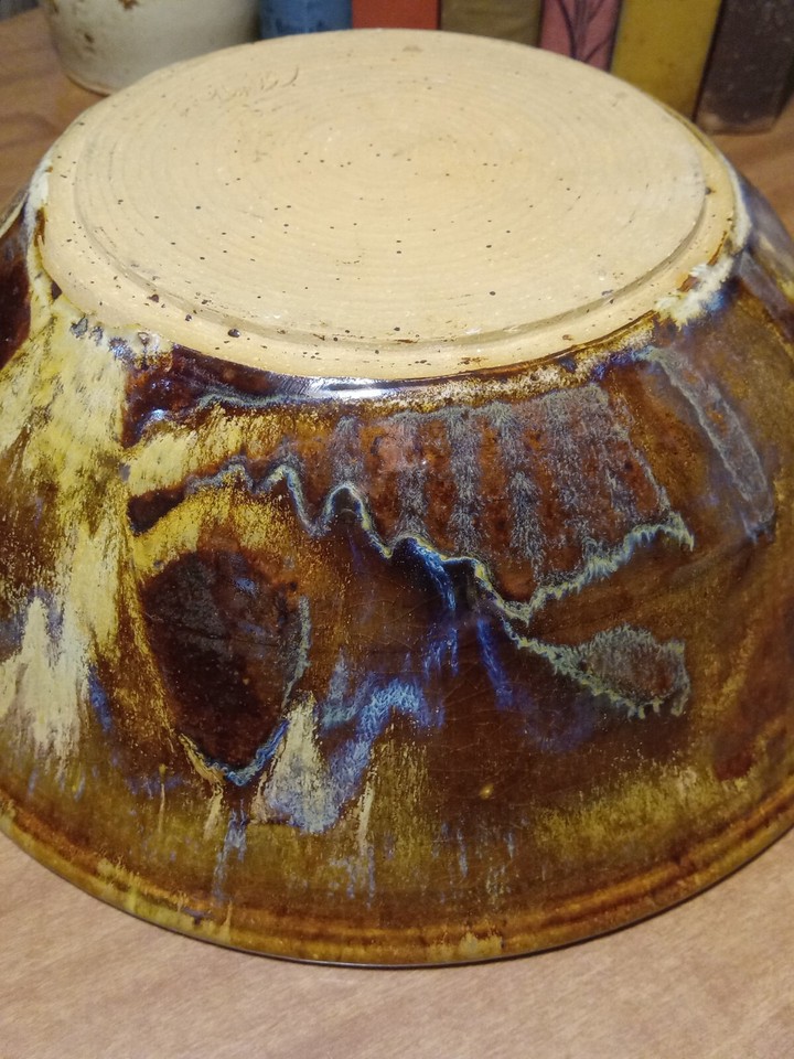 Vintage 1982 L. Hall Hand Turned 9" Multicolor Clay Pottery Bowl Signed ...