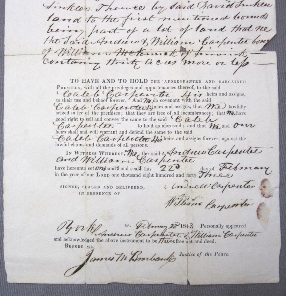1843 Deed, Selling 30 Acres of Land in Waterboro, Maine | eBay