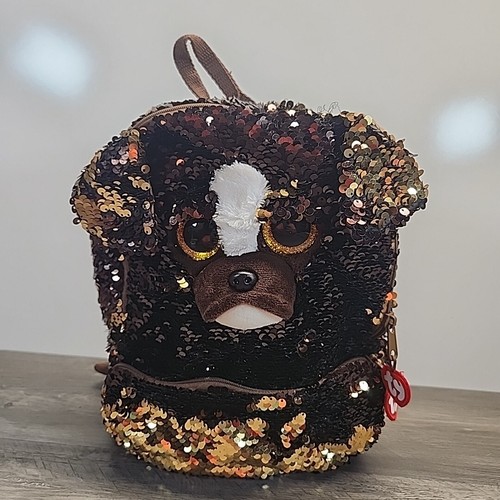 NEW TY Fashion Flippy Sequin Backpack BRUTUS the Dog 13” in Brown ...