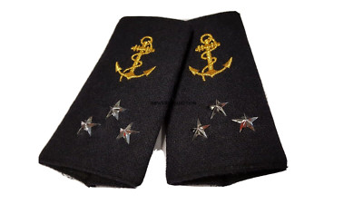 FOURREAUX D'EPAULES VICE AMIRAL 3 ETOILES MARINE NATIONALE GALON GRADE ...