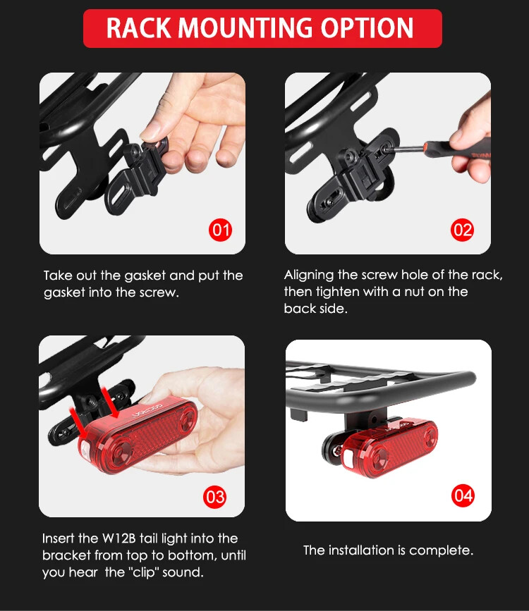 GACIRON W12BR Bicycle Rack Light Smart Brake Rear Bike Frame Cycling ...