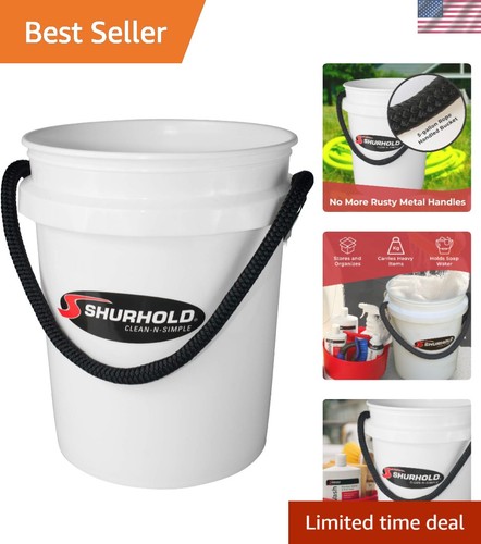 5-Gallon White Utility Bucket with Comfort Grip Handle - Versatile ...