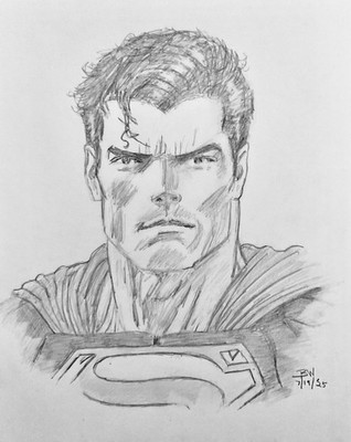 SUPERMAN PENCIL DRAWING 11X14 SUPERMAN ORIGINAL PORTRAIT SKETCH | eBay