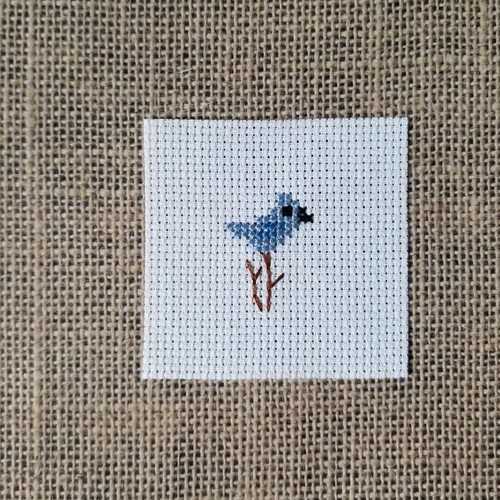 Finished Completed Cross Stitch Mini Blue Bird Piece for DIY Crafts | eBay