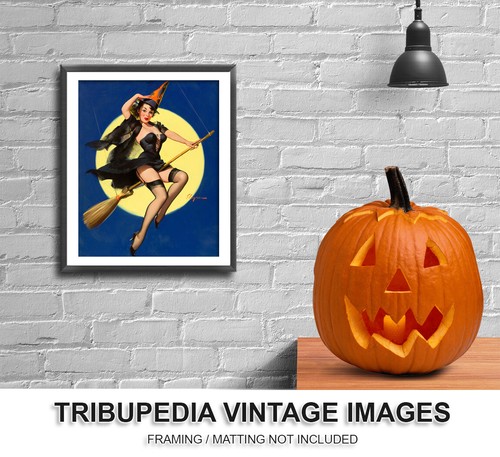 1958 Gil Elvgren "Riding High" Illustration * Halloween Themed Sexy ...