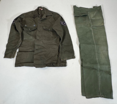 Vintage US Air Force USAF Green Cotton Sateen OG107 Fatigues Shirt ...