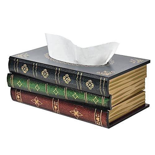 Crafted Classical Retro Wooden Antique Book Tissue Box Cover ...