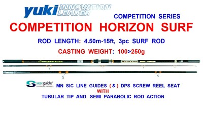 YUKI 15ft COMPETITION HORIZON SURF ROD SEA FISHING 3pc CARBON ...