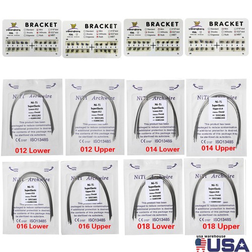 10 packs Dental Niti Elastic Arch Wires &Bracket Braces Mini Roth 3-4-5 ...