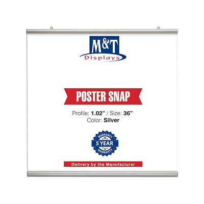 Poster Snap Hanger Set 36 inch Wall Mounting Silver 1.02" Aluminum ...