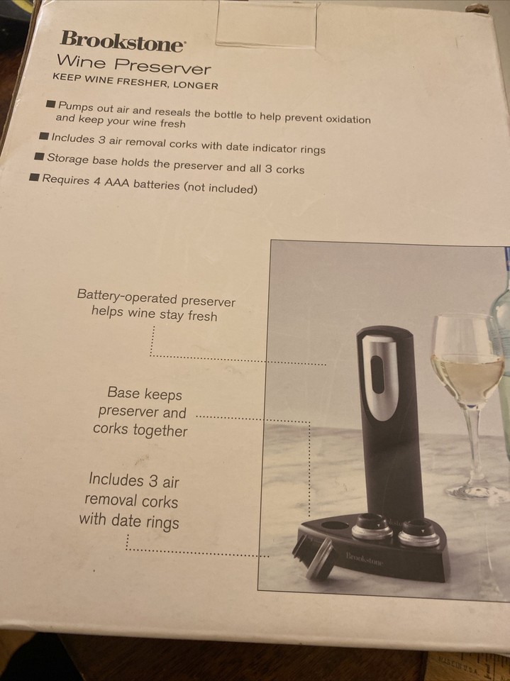 Brookstone Automatic Wine Preserver with Stoppers and Stand ...