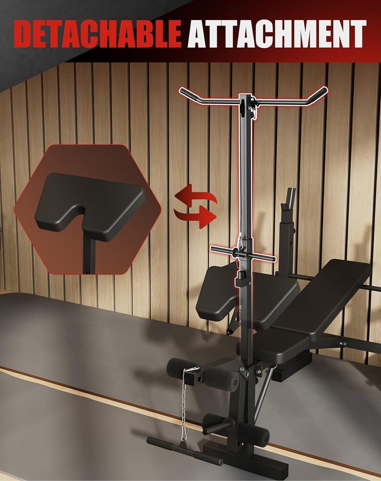 Olympic Weight Bench Set Bench Press Rack w/ Leg Developer LAT Pulldown ...