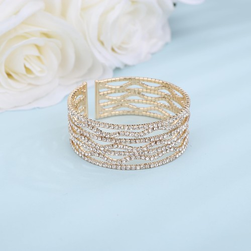 Sparkly 7 Rows Rhinestone Crystal Multilayer Arm Cuff Bangle Bracelet ...
