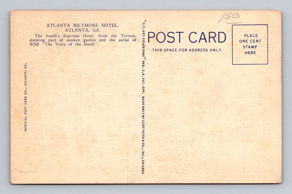 Atlanta GA-Georgia Atlanta Biltmore Hotel Vintage Postcard Souvenir ...