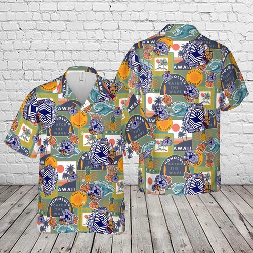 Air Force Aloha Shirt US Air Force Master Sergeant Chief Indian Head ...