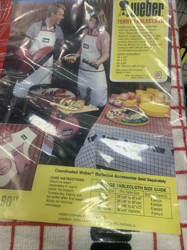 Weber Grill Terry Cloth Tablecloth 54x90 Brat Fry Chili Cookoff Picnic ...