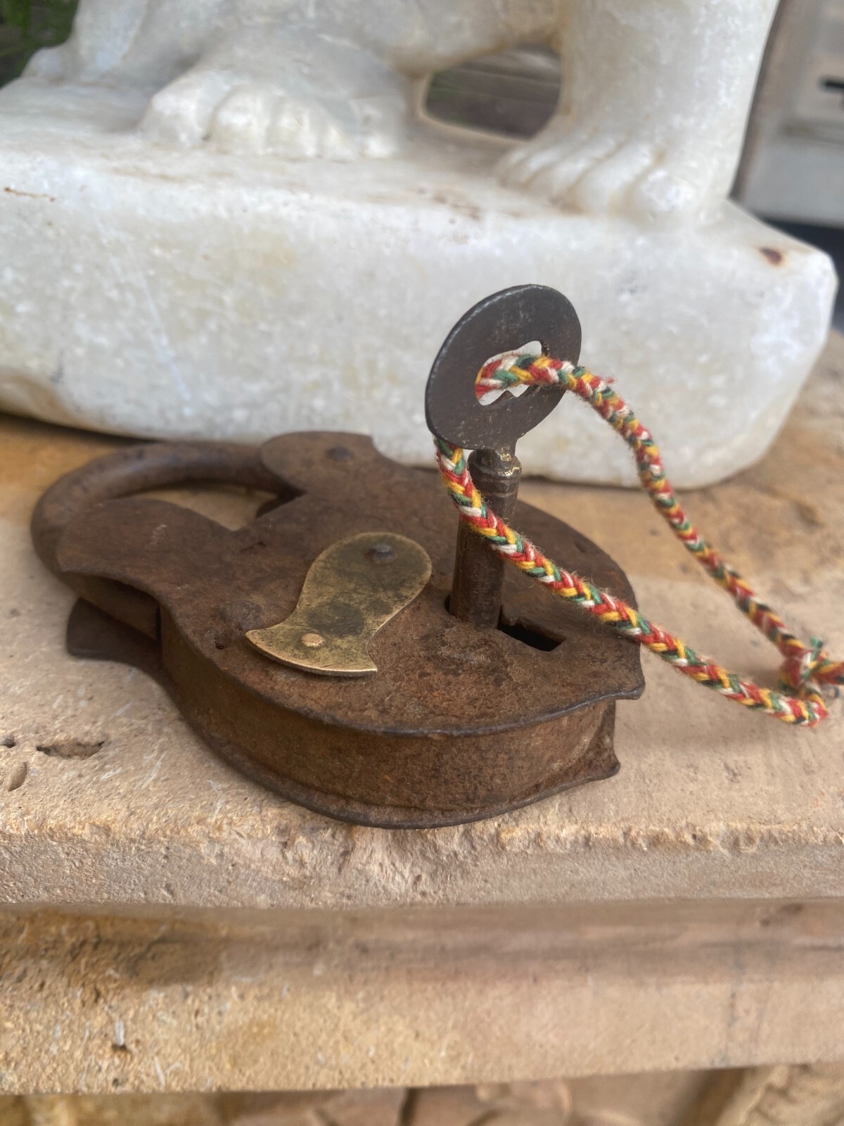 Antique Hand Crafted Iron & Brass Made Padlock Old Indian House Safety ...
