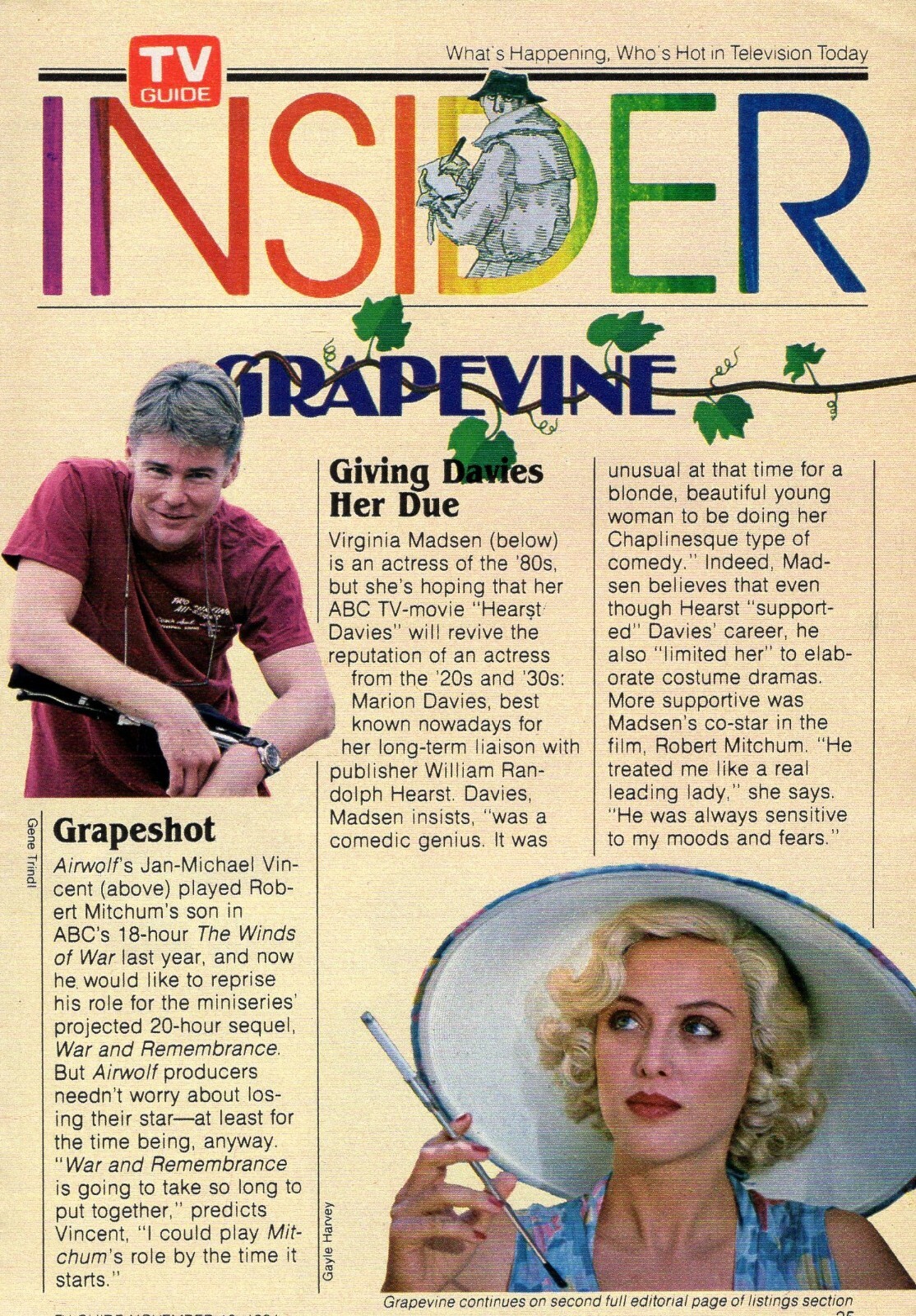 1984 TV GUIDE ARTICLE~JAN MICHAEL VINCENT Airwolf~VIRGINIA MADSEN ...