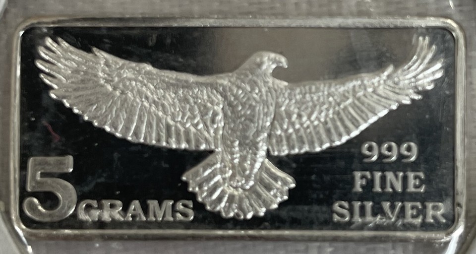 5- Grams .999 Fine Silver Bar USA Eagle Monarch Uncirculated in 2X2 ...