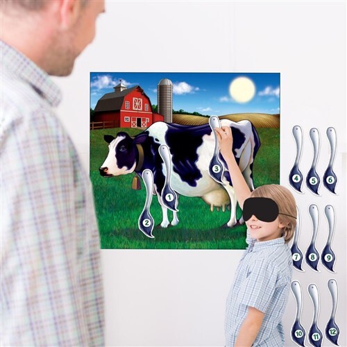 Pin the Tail on the Cow Game 17" x 18" Plastic Cow Farm Country Party ...