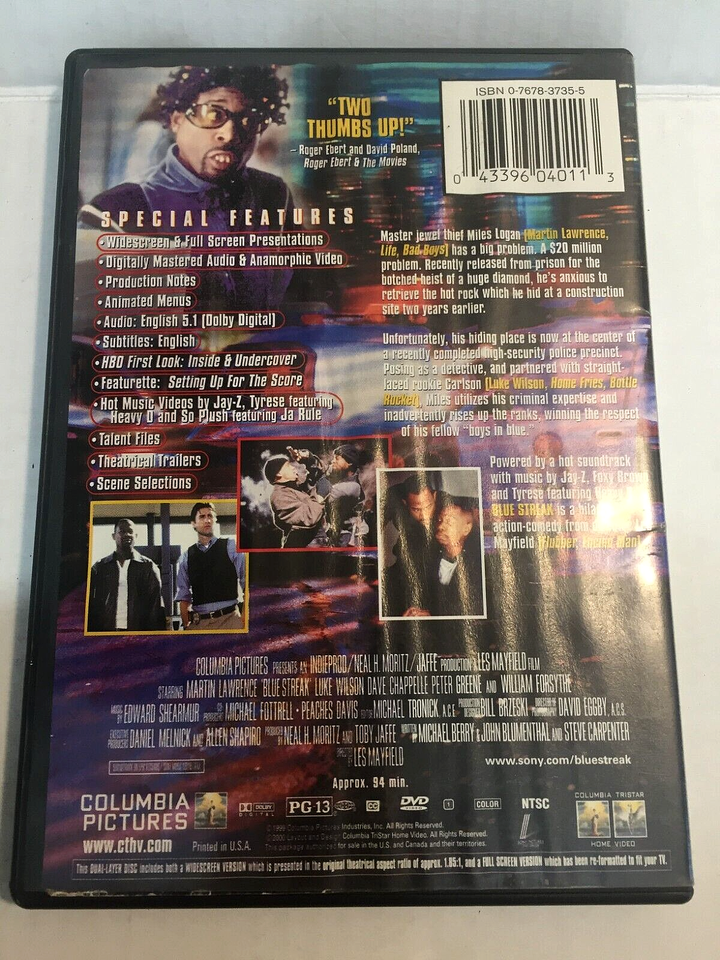 Blue Streak Special Edition DVD Martin Lawrence Ships Same Day With ...