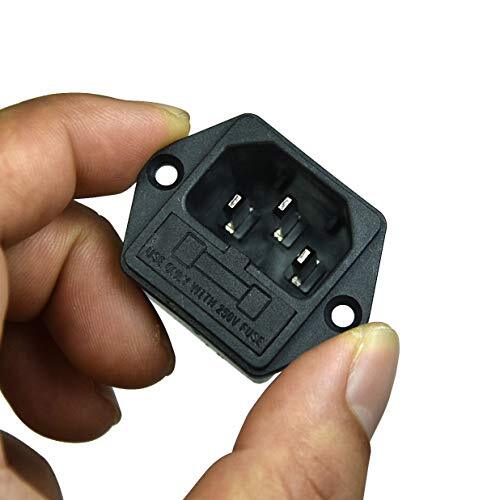 Ac 250v 15a Iec320 C14 Male Power Cord Inlet Socket With Fuse Holder ...