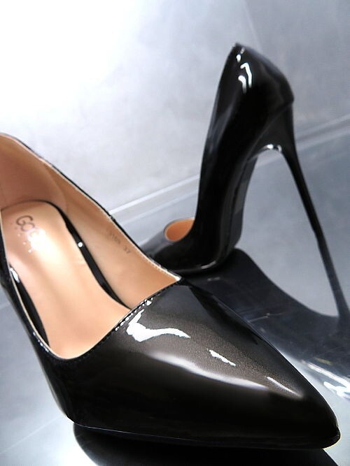 GoGo Original High Heels Iconic Patent Degrade Pumps Black 35 | eBay