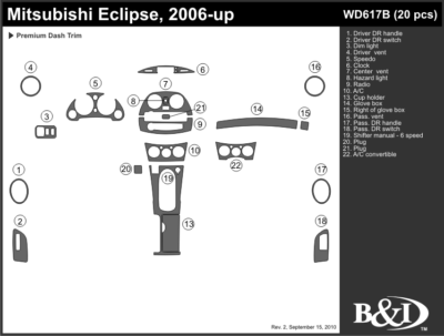 MITSUBISHI ECLIPSE 06 07 08 09 10 11 DASH TRIM KIT b | eBay