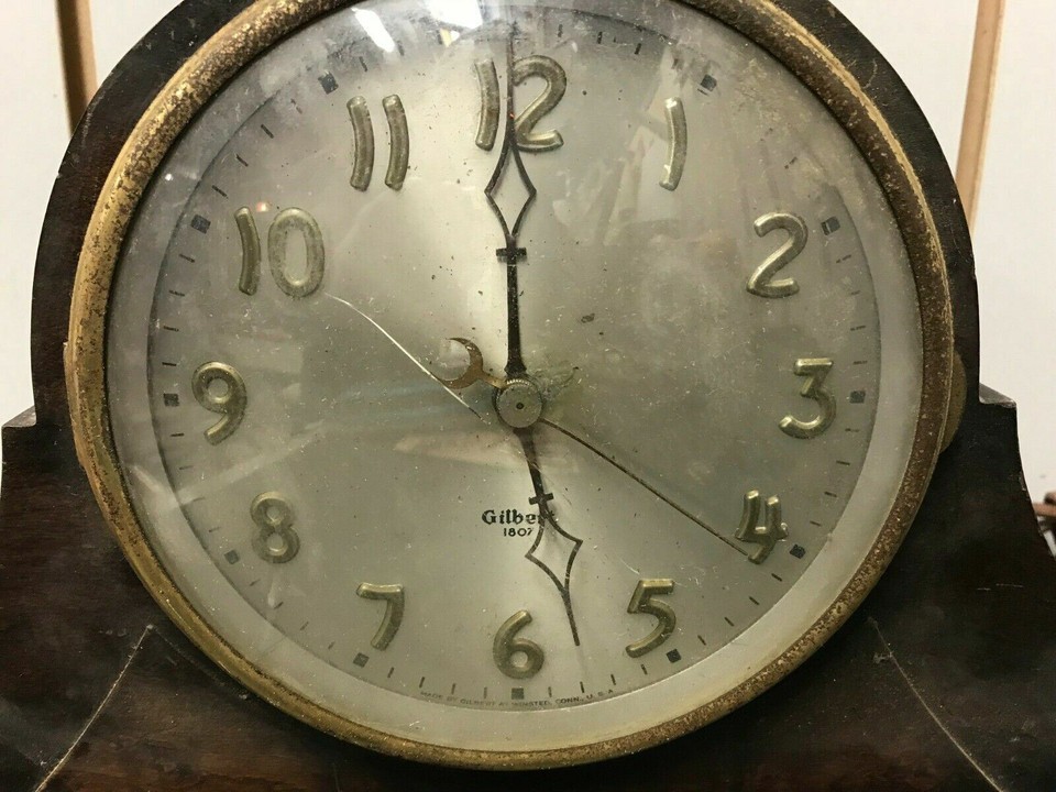 Antique Gilbert Mantle Clock 1807 Tambour Electric Vintage Collectible ...