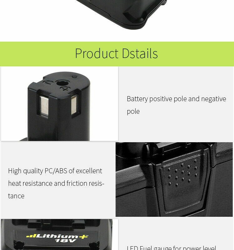 18V 9.0Ah 6.0Ah Battery For Ryobi P108 ONE Plus P103 P104 P107 P109 ...