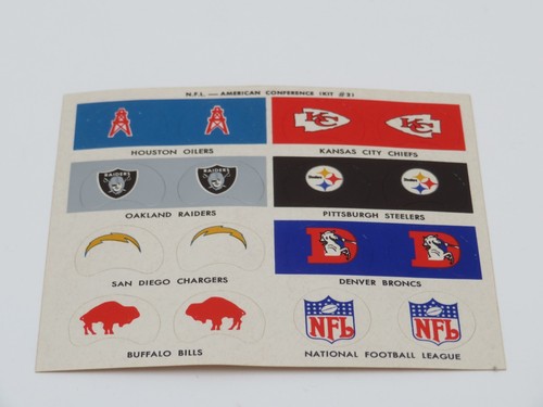 UNused Vintage 1973 NFL Football Gumball Helmet Sticker Sheet - OPI ...