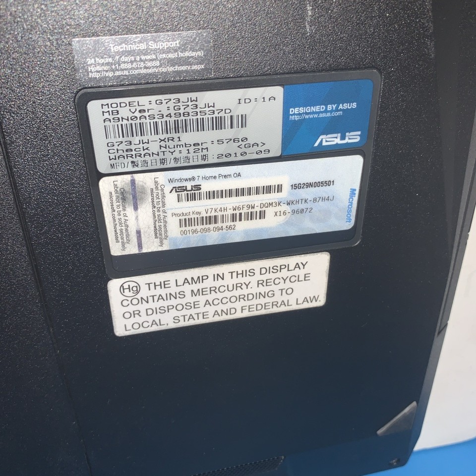 17.3'' Asus G73JW i7-Q740 1.7GHz 14GB RAM 1TB NVIDIA GeForce GTX-460M ...