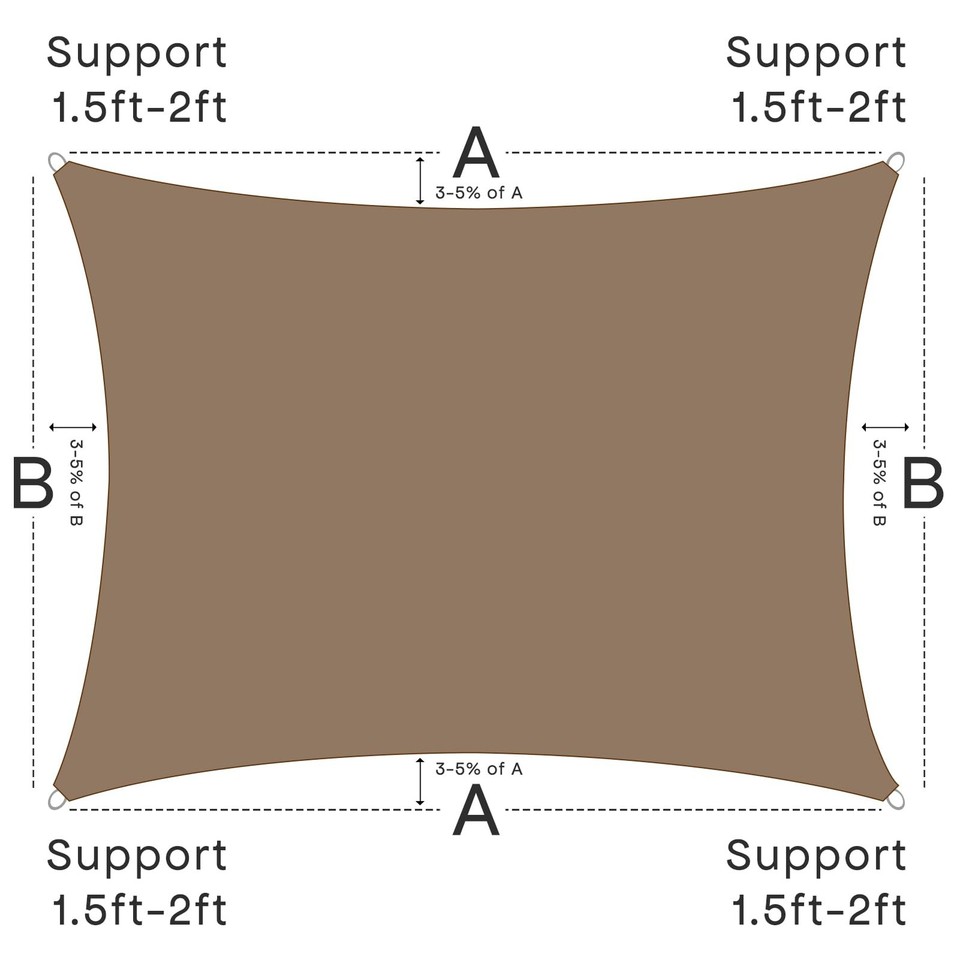 Sun Shade Sail Canopy, 16' x 20' Rectangle 95% UV Block Shade Cover for Outdo... | eBay