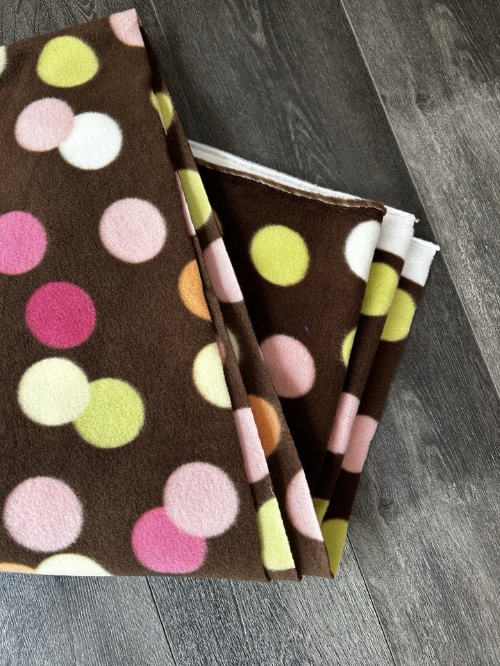 Fleece Fabric Brown with Large Polka Dots 60W x 1.3 Yards | eBay