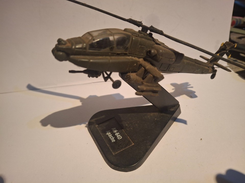 Diecast US AH-64D Apache Helicopter Model on Stand | eBay UK