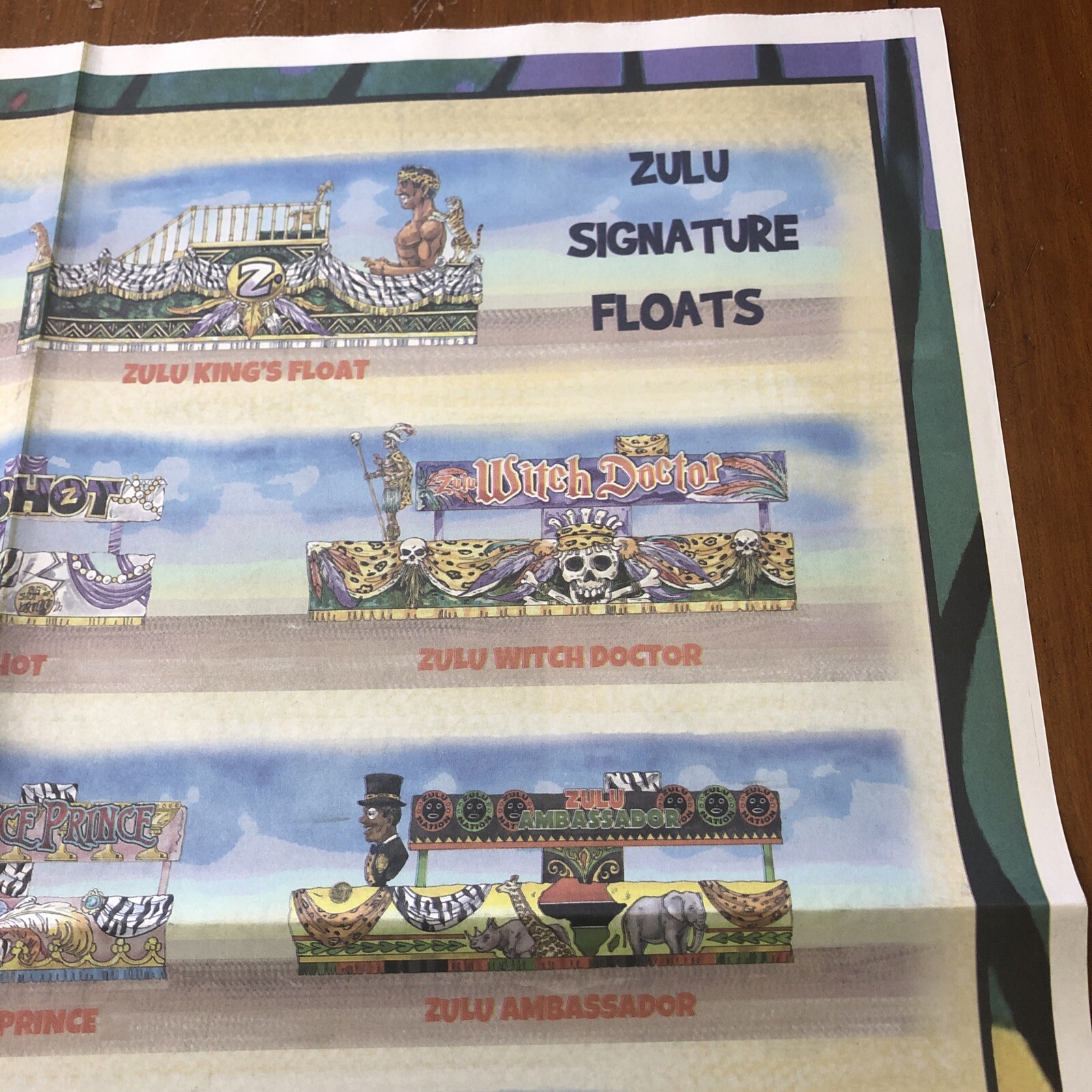 Mardi Gras Bulletin 2023 Krewe of Zulu Float depictions summary ...