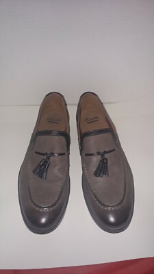 Men's Clarks Garren Style Tassel Loafer Grey Full Grain Leather ...