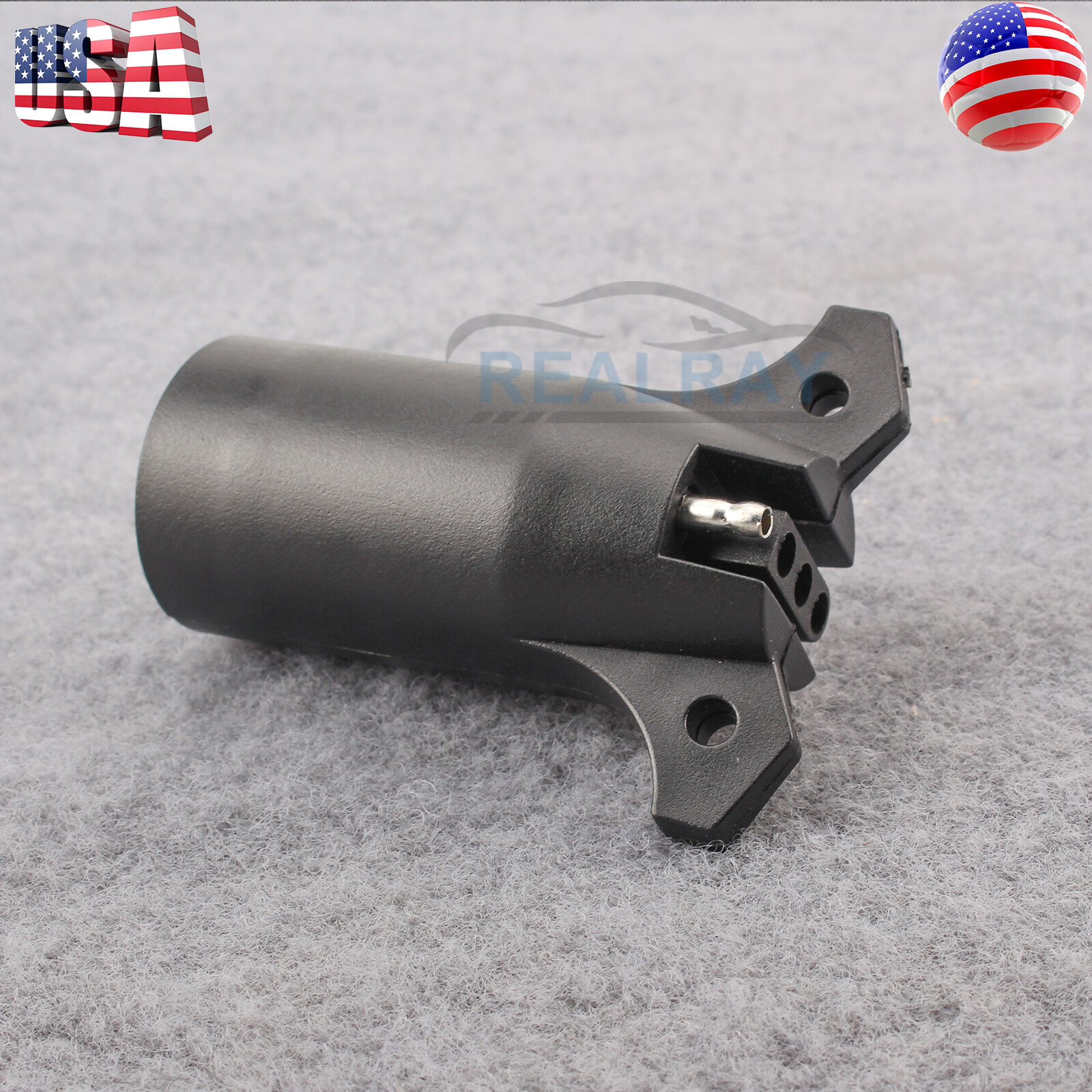 Round 7 Way to 4 Pin Flat Trailer Adapter Plug RV LED Light Tow Hitch ...